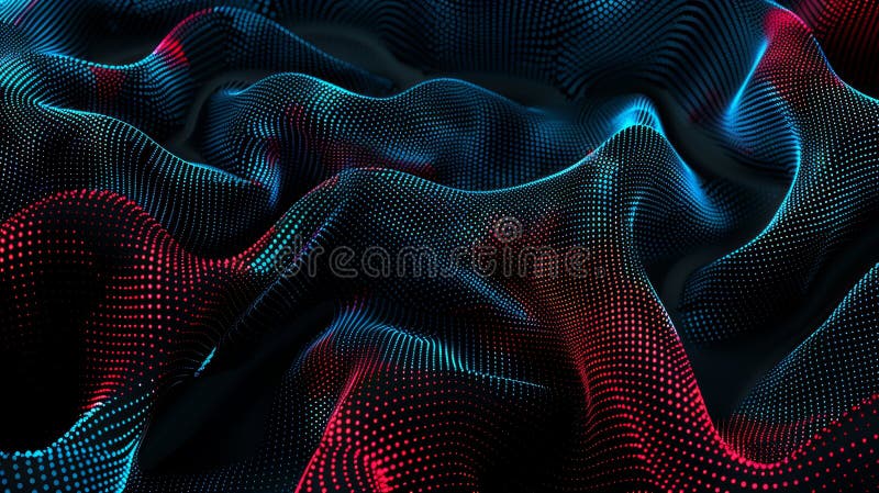 Dynamic Red and Blue Dot Wave Pattern on Black Background Stock Image ...
