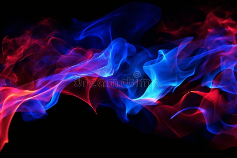 Dynamic Red and Blue Flames Dance Against a Black Backdrop. Stock ...