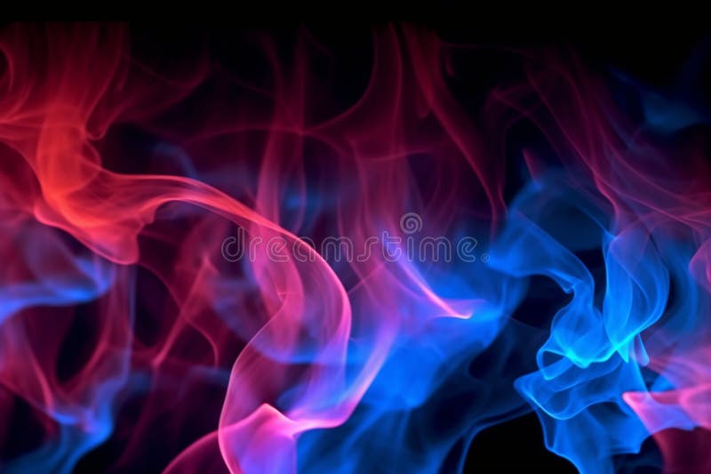 Dynamic Red and Blue Flames Dance Against a Black Backdrop. Stock ...
