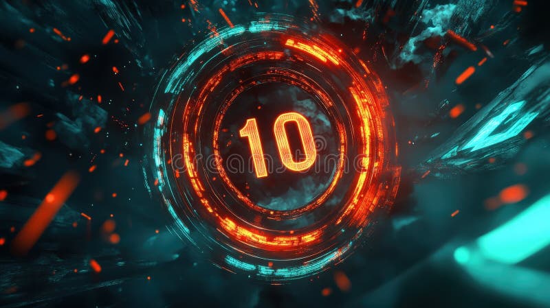 Dynamic Red and Blue Neon Countdown with Digital Effects Stock ...