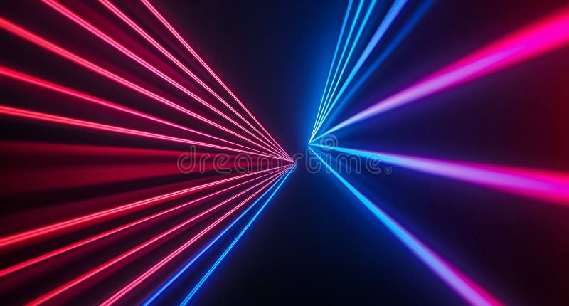 Dynamic Red and Blue Neon Laser Lights Creating Symmetrical Patterns on ...