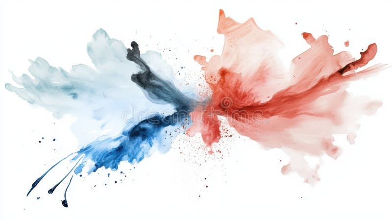 Dynamic Red and Blue Paint Splash on White Background Stock ...