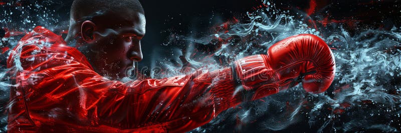 Dynamic Red Boxer Throwing a Punch in Action Stock Image - Image of ...