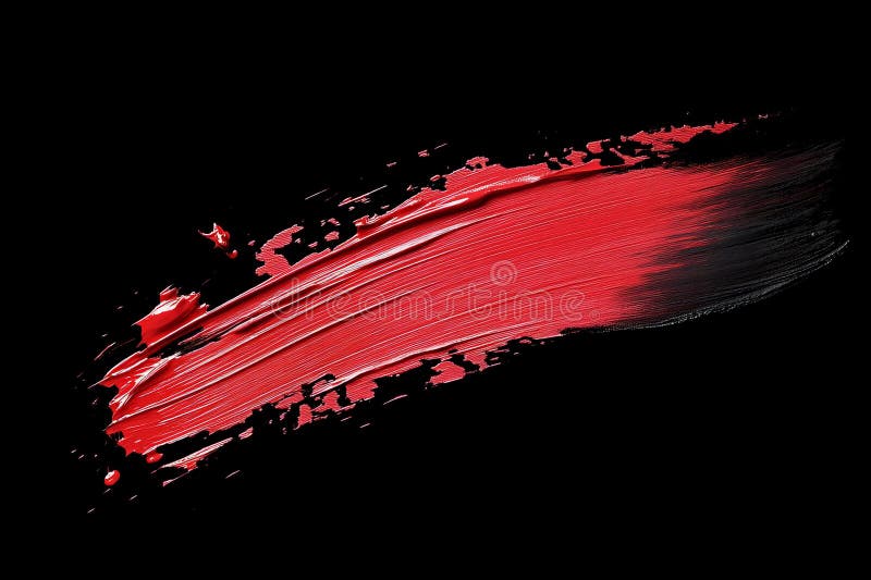 Dynamic Red Brushstroke on Black Background: Bold Abstract Art Concept ...
