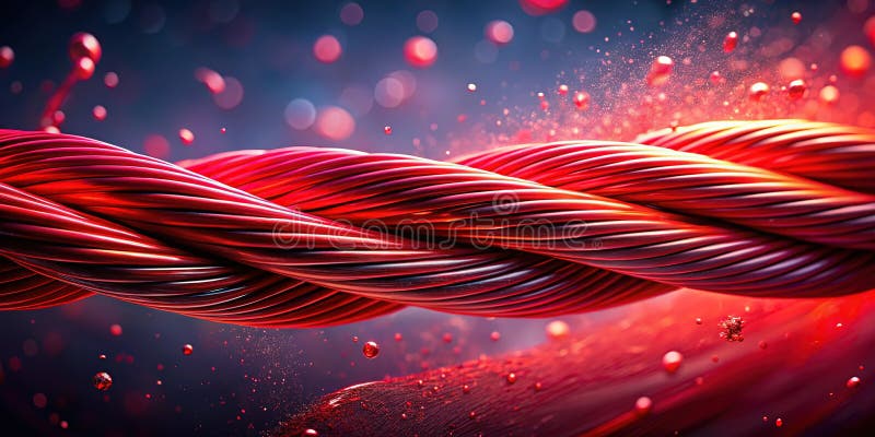 Dynamic Red Cable Wave Splash Against a Shiny Ruby Surface a Striking ...