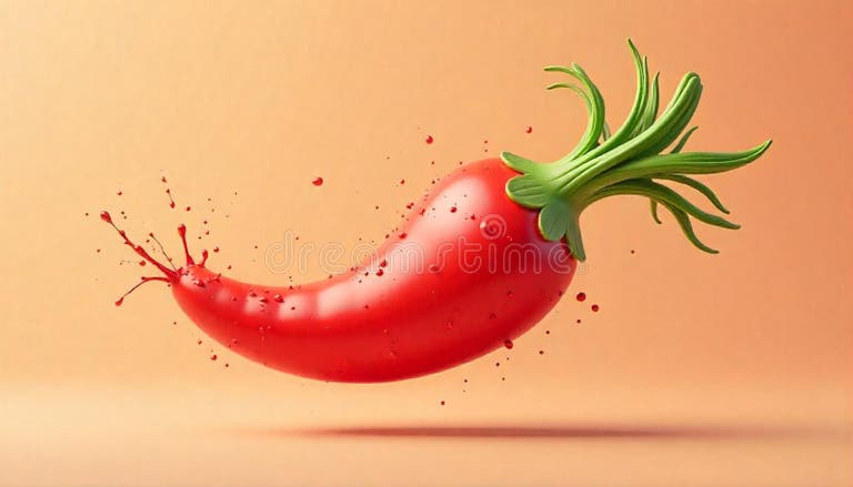 Dynamic Red Chili Pepper with Paint Splash Against Background Stock ...