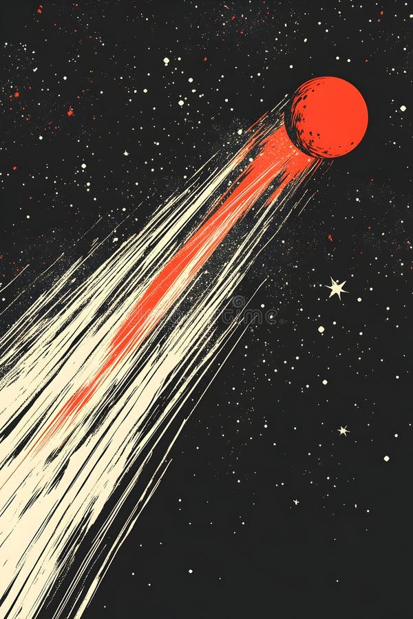 Dynamic Red Comet in Starry Night Sky Stock Image - Image of orbit ...