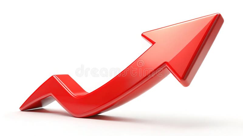 Dynamic Red Curved Upward Arrow a HandDrawn Vector Illustration for ...