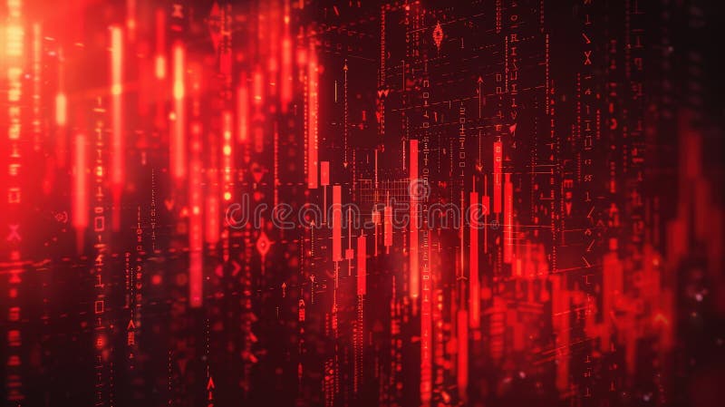 Dynamic Red Data Visualization Displaying Financial Trends in a Digital ...