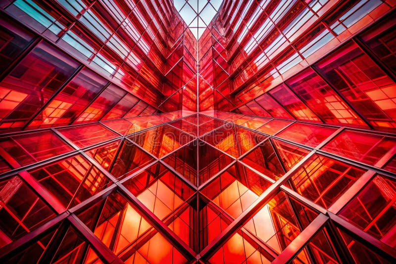 Dynamic Red Geometric Abstract a Double Exposure of Architectural Lines ...