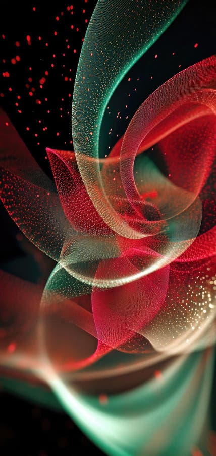 Dynamic Red and Green Particles Swirling in an Abstract Formation for ...