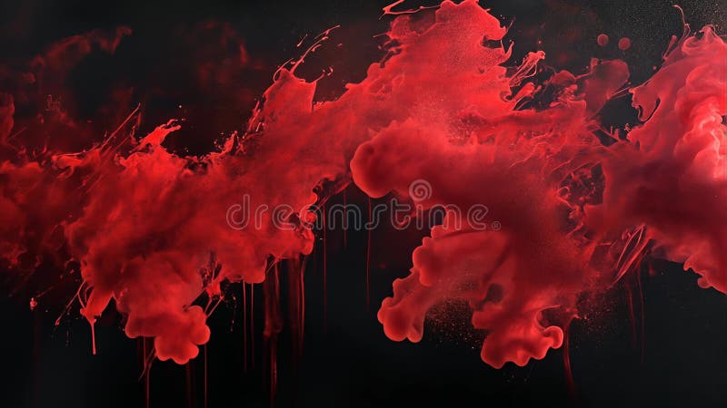 Dynamic Red Ink Explosion on Black Background in Slow Motion Stock ...