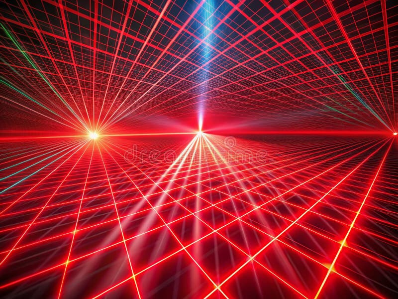 Dynamic Red Laser Grid a Futuristic Geometric Abstract Design Featuring ...