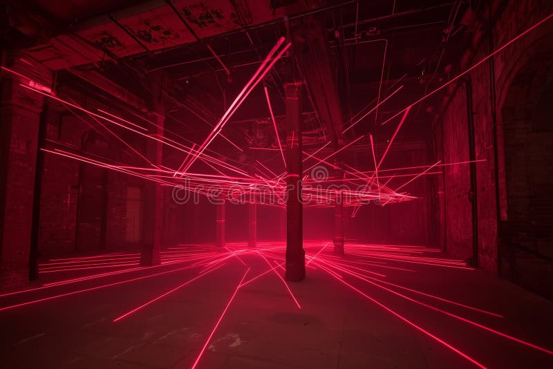 Dynamic Red Laser Light Installation Stock Illustration - Illustration ...