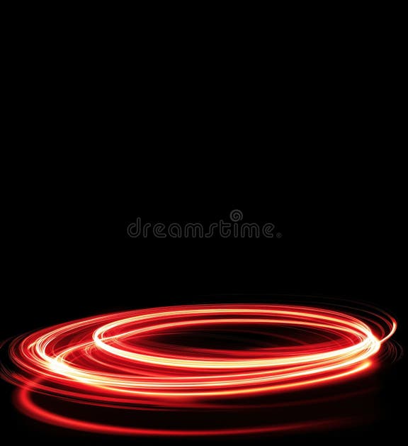 Dynamic Red Light Trails Creating Circular Patterns on Black Background ...