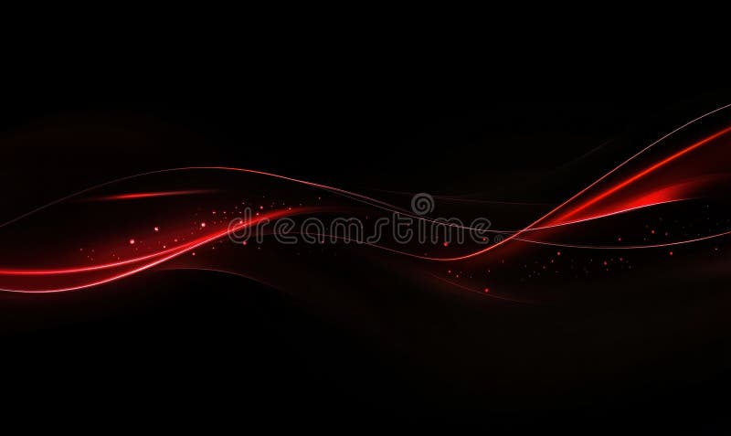 Dynamic Red Light Wave on Black Background Stock Image - Image of glow ...