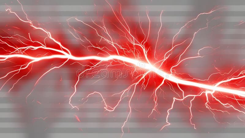 Dynamic Red Lightning Bolt on Striped Background Stock Illustration ...