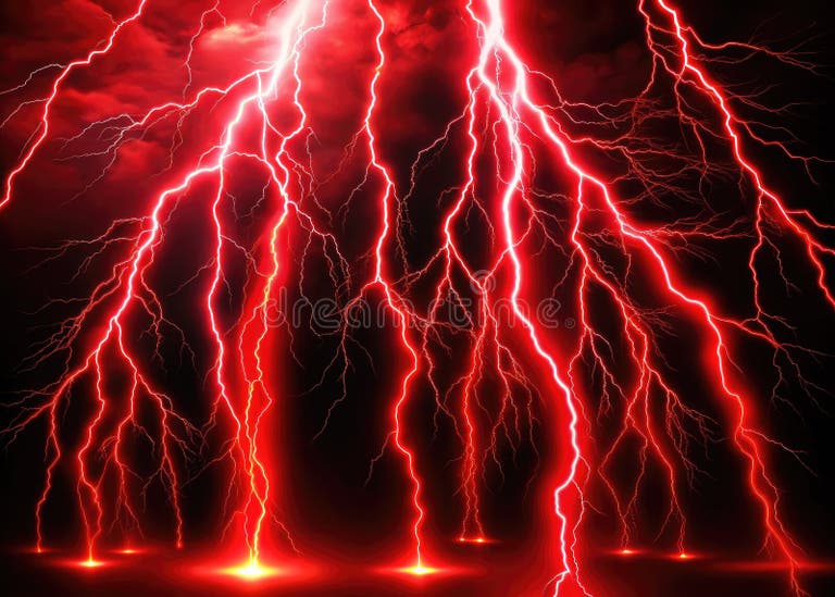 Dynamic Red Lightning Bolts Against a Striking Black Background a ...