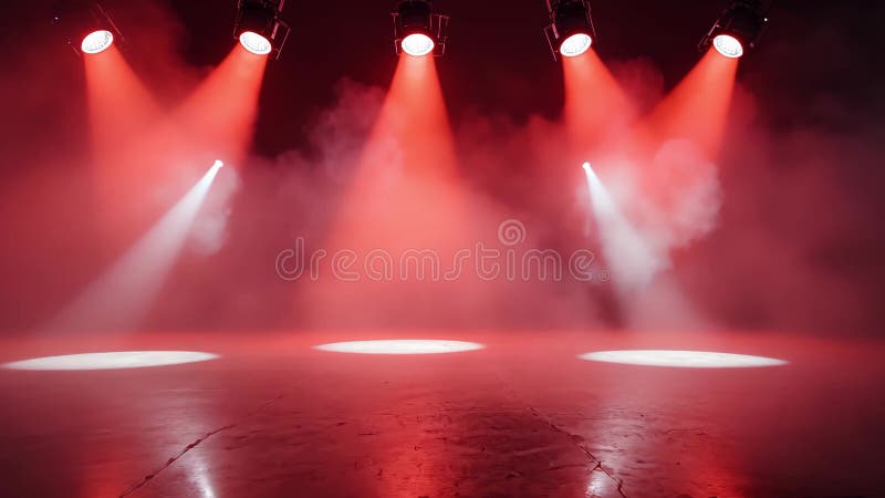 Dynamic Red Lights Illuminate an Empty Stage, Waiting for the Next ...