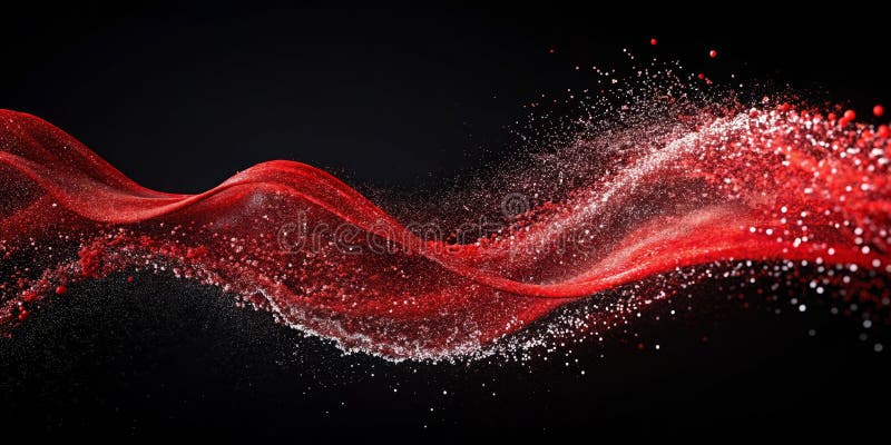 Dynamic Red Liquid Splash in Motion with White Particles on Black ...