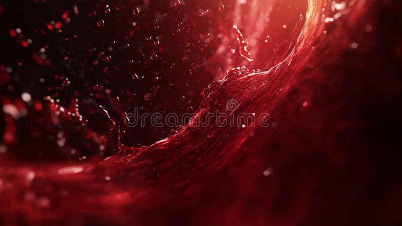 Dynamic Red Liquid Splashing Against Dark Background in Close-up View ...