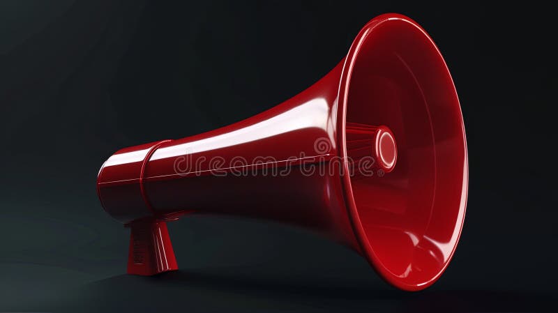 Dynamic Red Megaphone on a Black Background. Energy and Power Concept ...