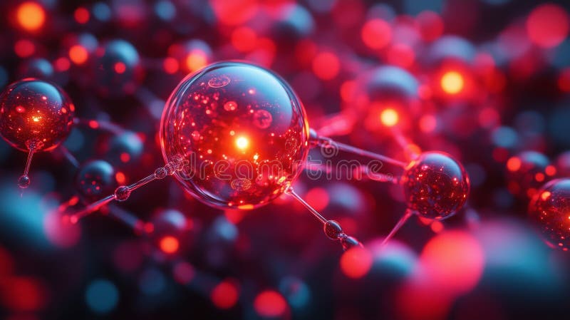 Dynamic Red Molecule Visualization with Abstract Scientific Design ...