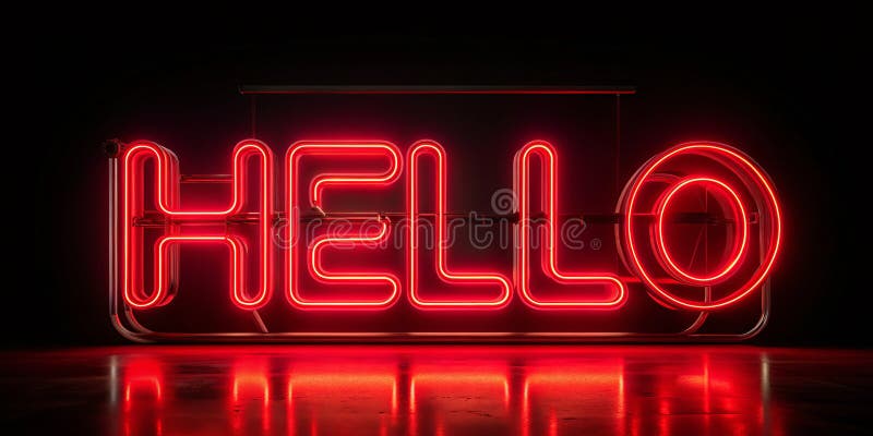 Dynamic Red Neon Hello Text Animation with Looping Stroke Effect on a ...