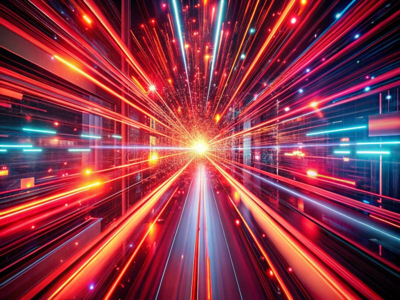 Dynamic Red Neon Light Abstract Background a Futuristic TiltShift ...