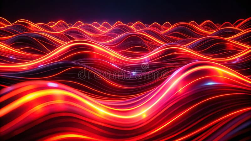 Dynamic Red Neon Light Waves an Abstract Animated Background for a ...