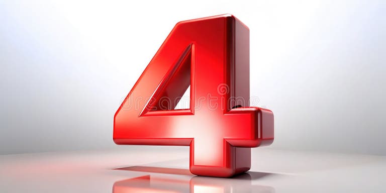 Dynamic Red Number 4 Collection Modern 3D Illustrations for Creative ...
