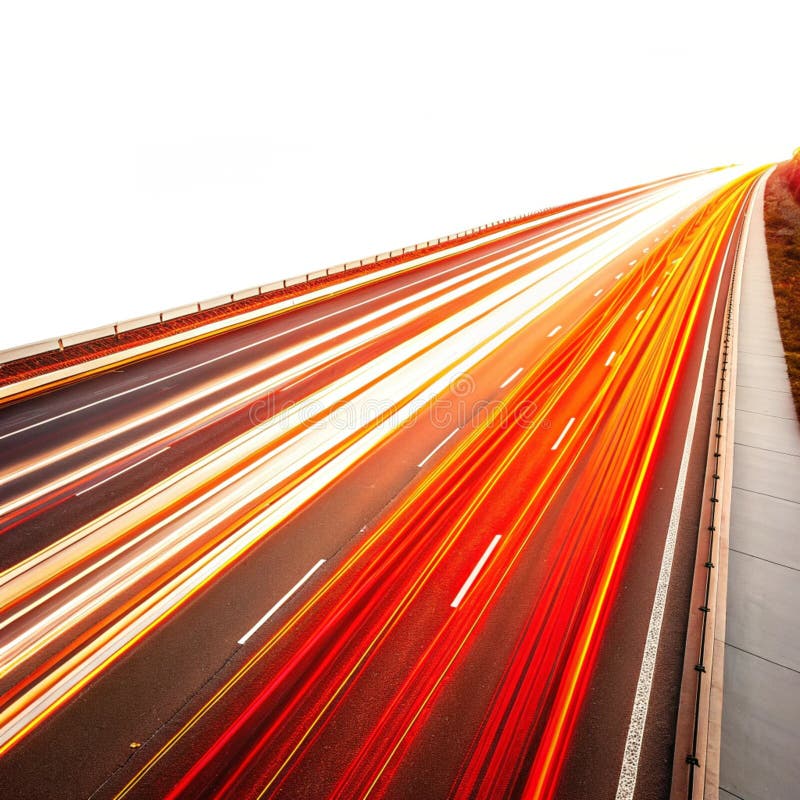 Dynamic Red and Orange Light Streaks Isolated on White Background Stock ...