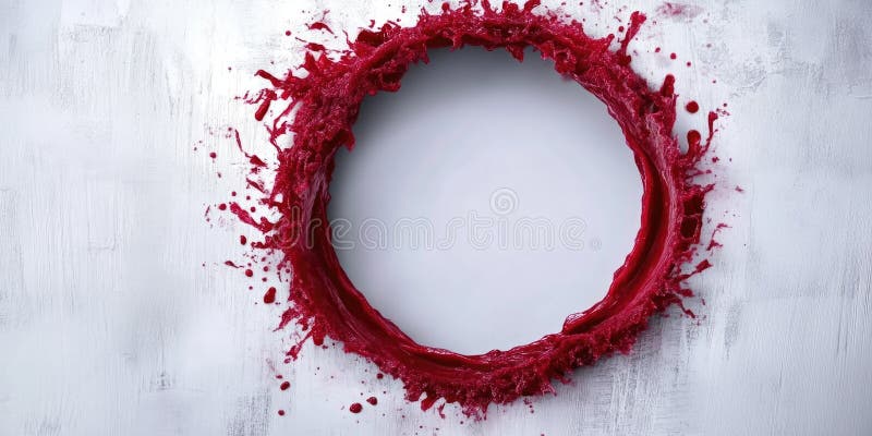 Dynamic Red Paint Splash in Circular Motion on Light Gray Background ...
