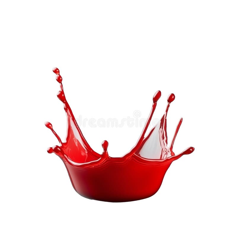 Dynamic Red Paint Splash Creating Crown Shape on Transparent Background ...
