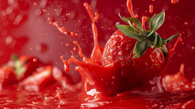 Dynamic Red Paint Splash with Tomato and Strawberry Elements for ...