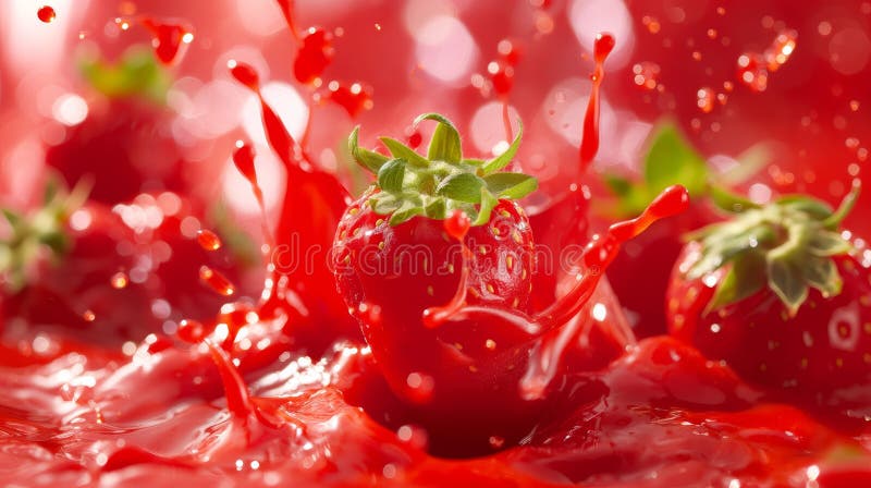 Dynamic Red Paint Splash with Vibrant Tomato and Strawberry Elements ...