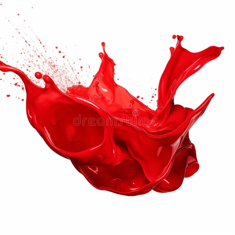 Dynamic Red Paint Splashing on a White Background Stock Illustration ...