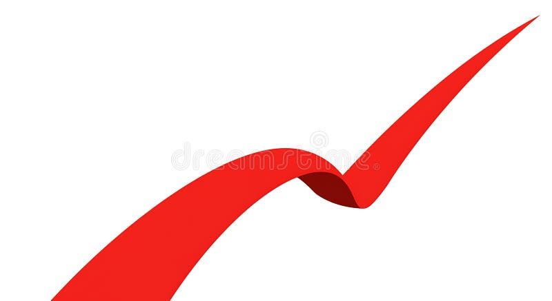 A Dynamic Red Ribbon with a Smooth, Flowing Curve Against a White ...