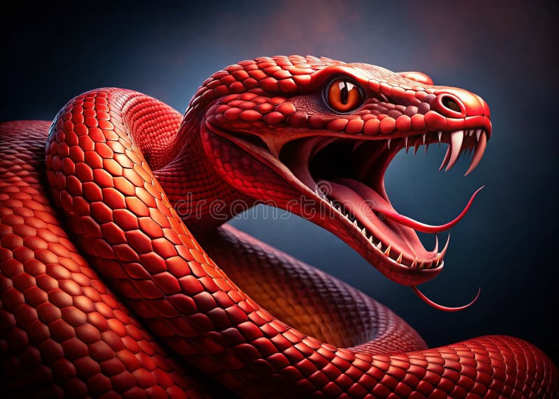 Dynamic Red Serpent Mascot Ready for Action Powerful Imagery for ...