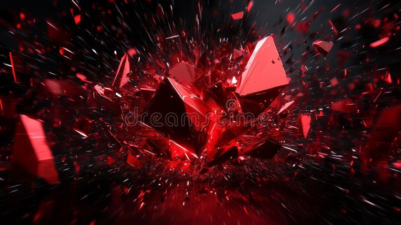Dynamic Red Shards Creating an Intense Visual Explosion Stock ...