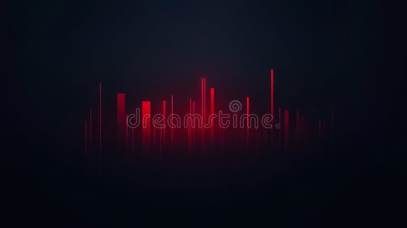 Dynamic Red Sound Waves Pulses Visualize Frequency in a Dark Space ...