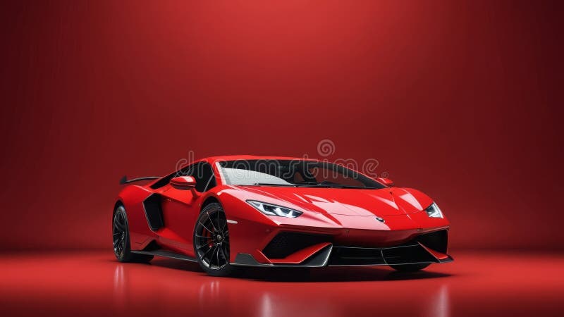 Dynamic Red Sports Car Displayed on a Polished Red Surface Stock Photo ...