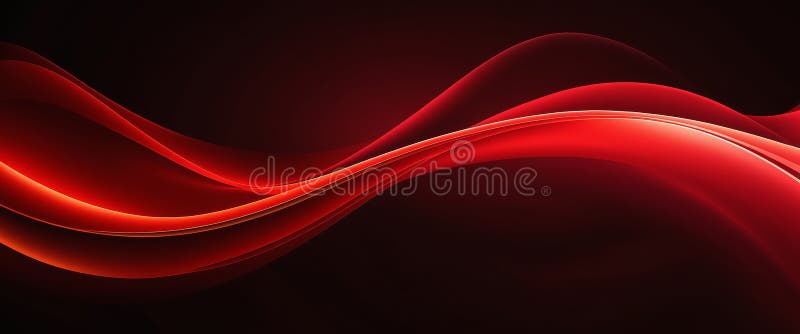 Dynamic Red Waves on Black Background: Abstract Fluid Art Design Stock ...