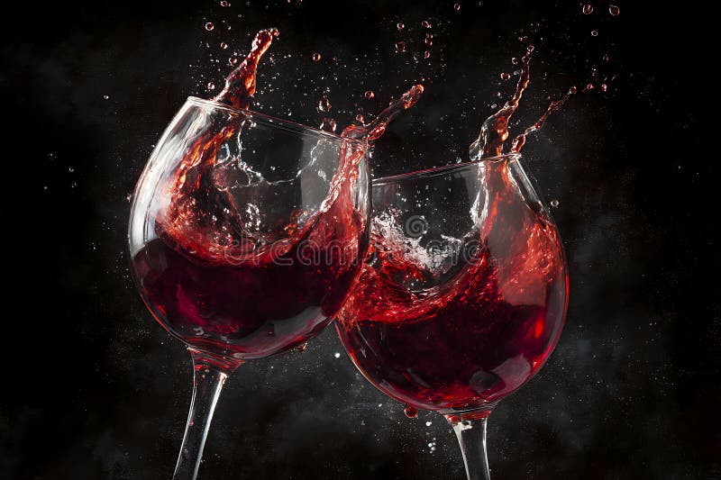Dynamic Red Wine Splash with Elegant Twin Glasses Stock Photo - Image ...