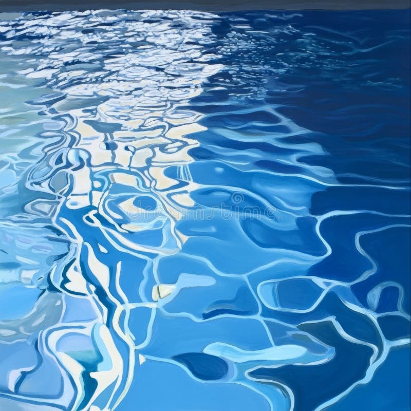 Dynamic Reflection Patterns on Vibrant Blue Water Surface Stock Photo ...