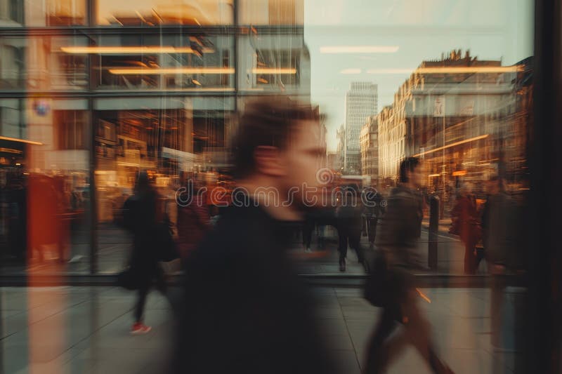 Reflections in Storefront Window with Pedestrians Stock Photo - Image ...