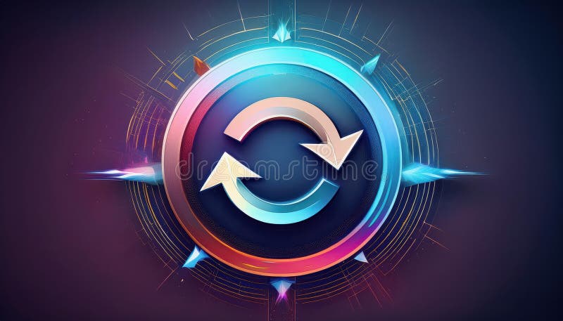 Dynamic Refresh Icon Arrow Symbol with Repeat Function, Emphasizing Digital Interface ...