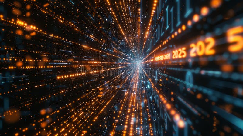 Digital Data Stream Binary Code Visualization In Futuristic