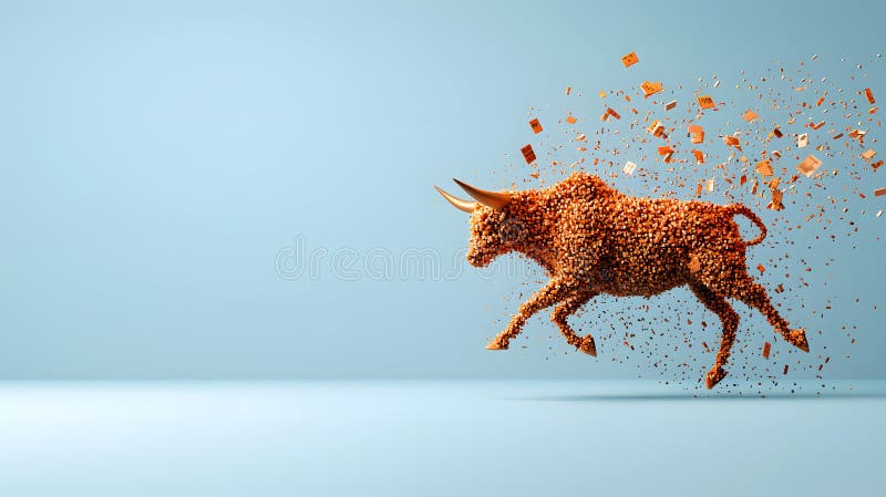 Dynamic Representation of a Bull Sculpture Exploding, Symbolizing ...