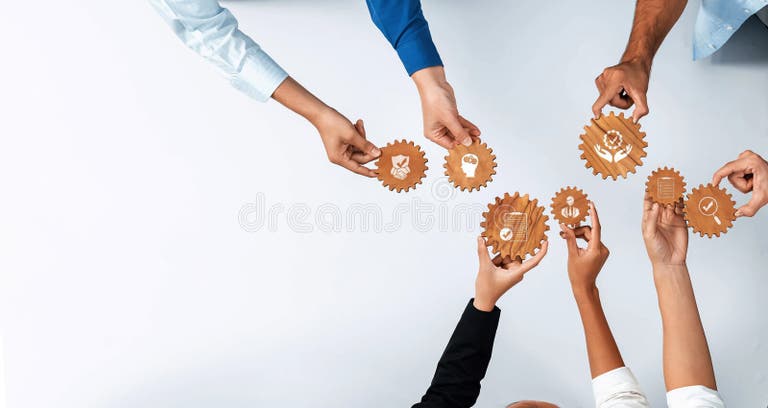 Diverse Hands Collaborating with Gears Symbolizing Ideas and Progress ...